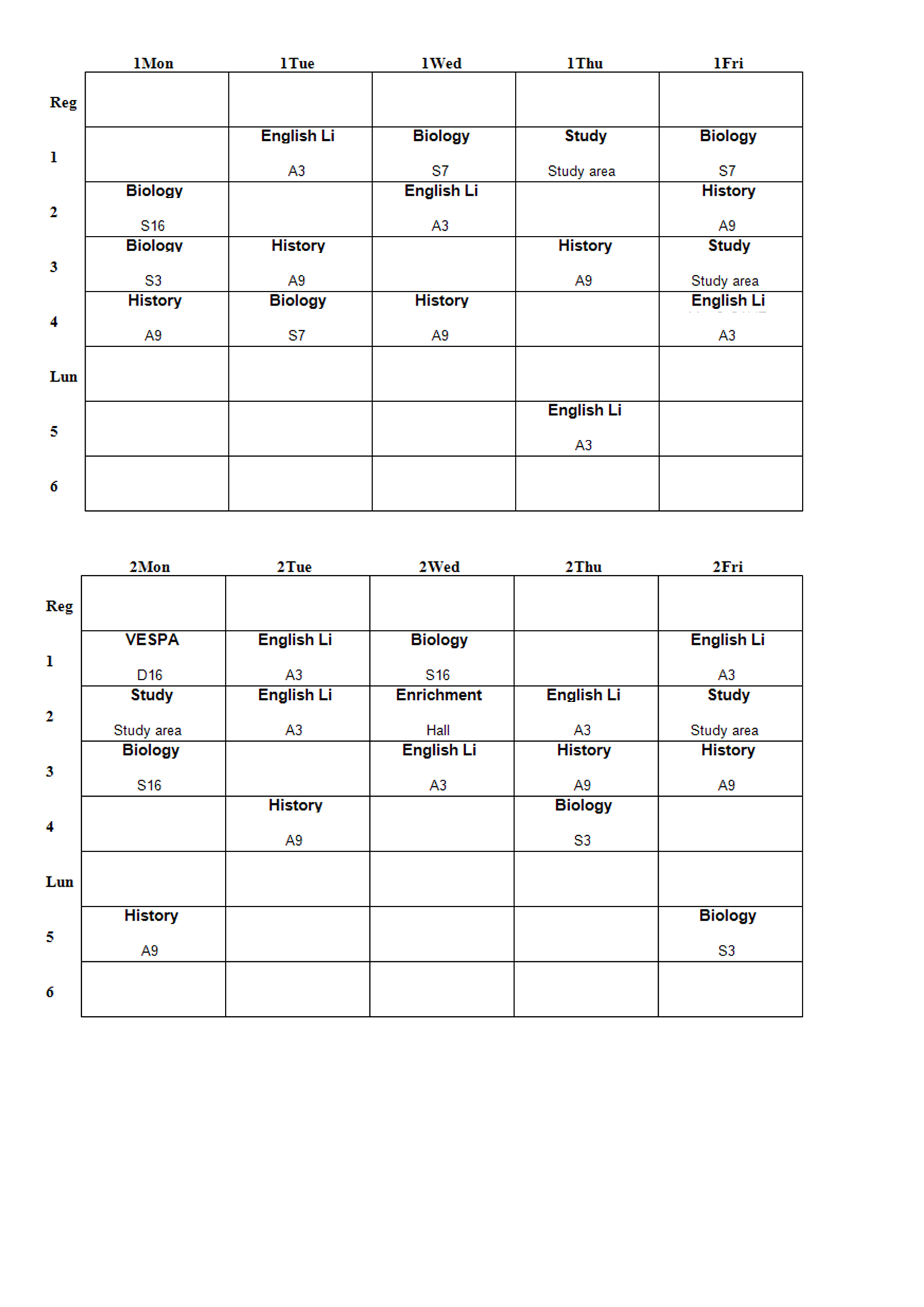 The Hinckley Sixth Form - Student Timetable