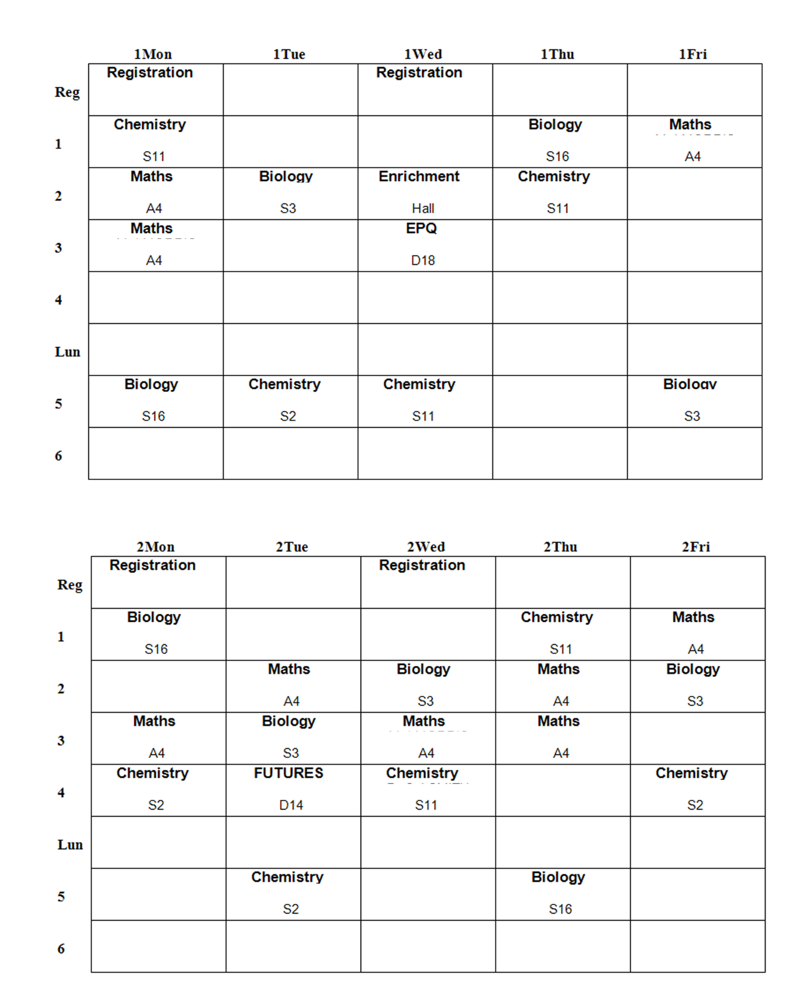 The Hinckley Sixth Form - Student Timetable